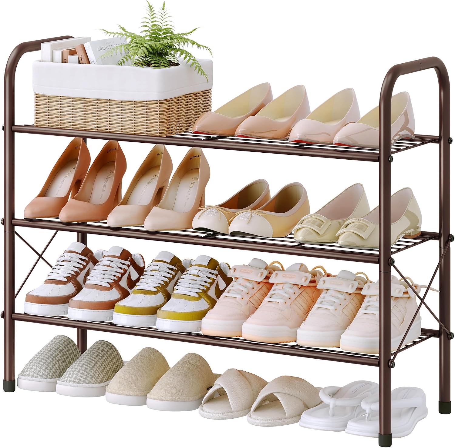 Amazon.com: Hoctieon 3 Tier Durable Mesh Style Shoe Rack, Shoe ...