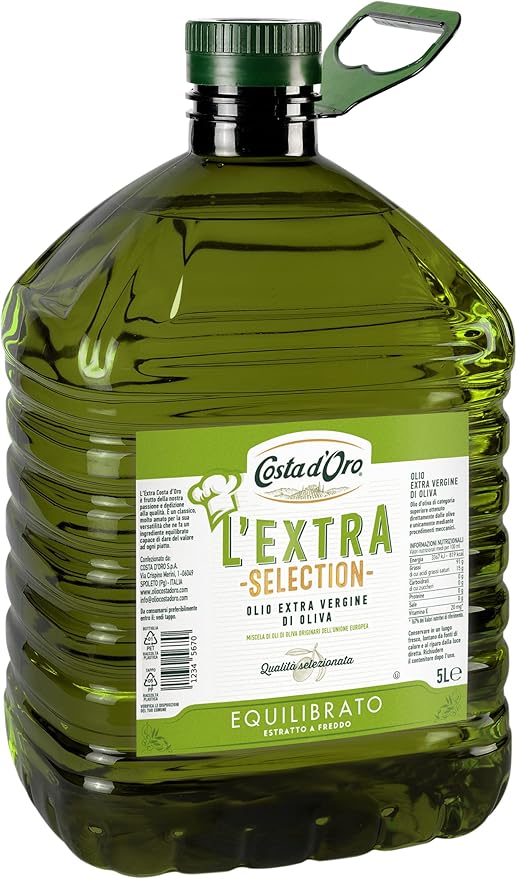 Costa d'Oro Costa d’Oro – L’Extra 5L PET. Olio Extravergine di oliva estratto a freddo. : Amazon ...