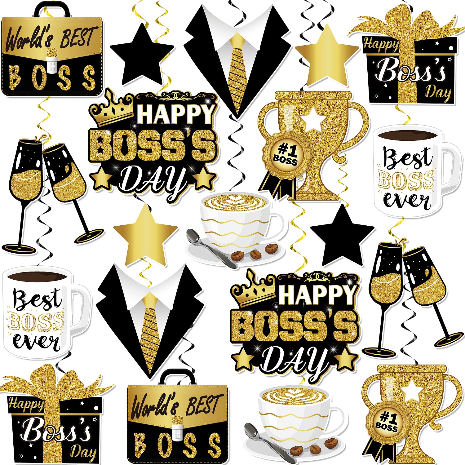 Amazon.com: 40 Pcs Bosses Day Decorations Hanging Swirls, Boss Day ...