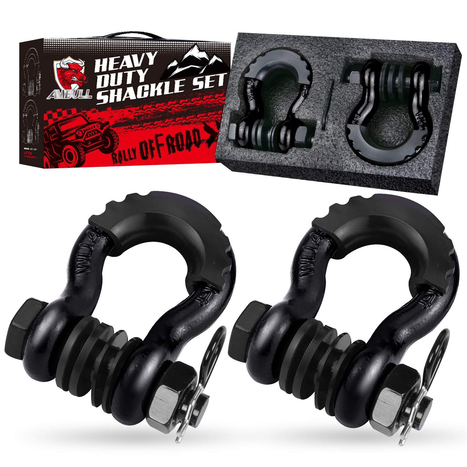 Buy AMBULL Shackles 3/4 Inch D Ring Shackle (2 Pack) 41,850lb Break ...