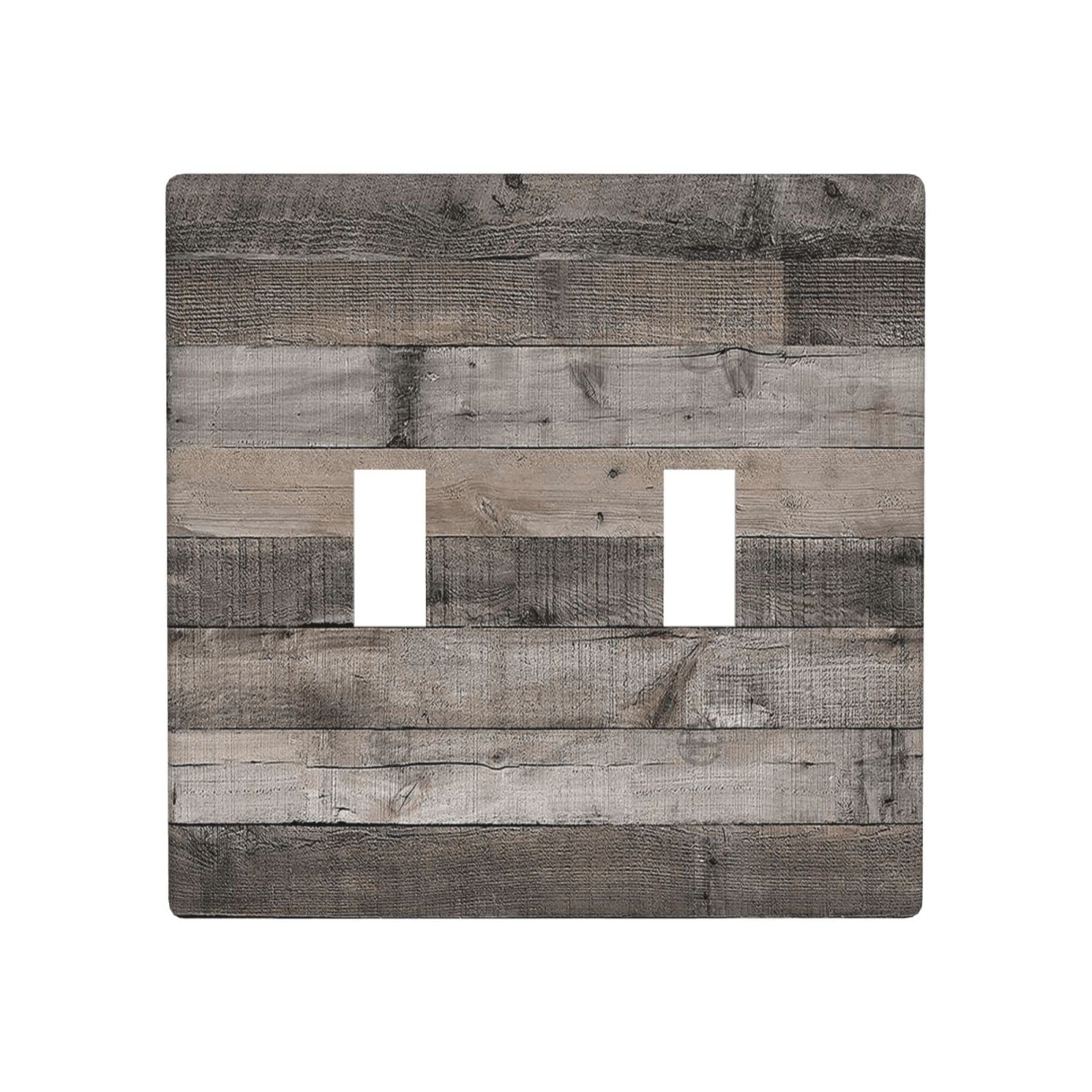 Rustic Gray Wood Print Double Toggle Light Switch Cover Decorative ...