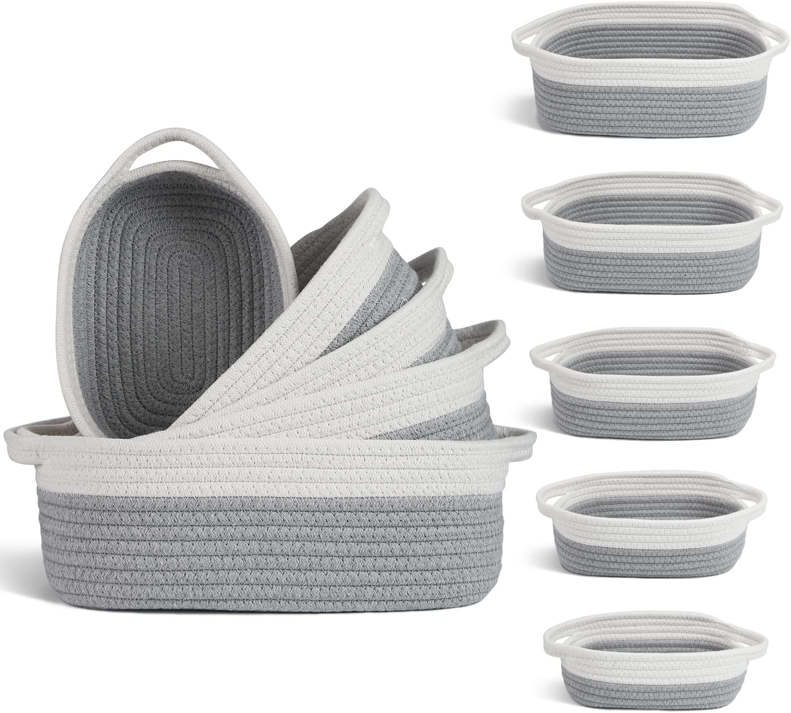 Amazon.com : VOOWO Set of 5 Rope Basket, Woven Rope Baskets for Storage ...