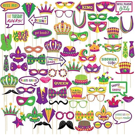 Amazon.com: CRAWPROP 35PCS Mardi Gras Party Photo Booth Props for New ...