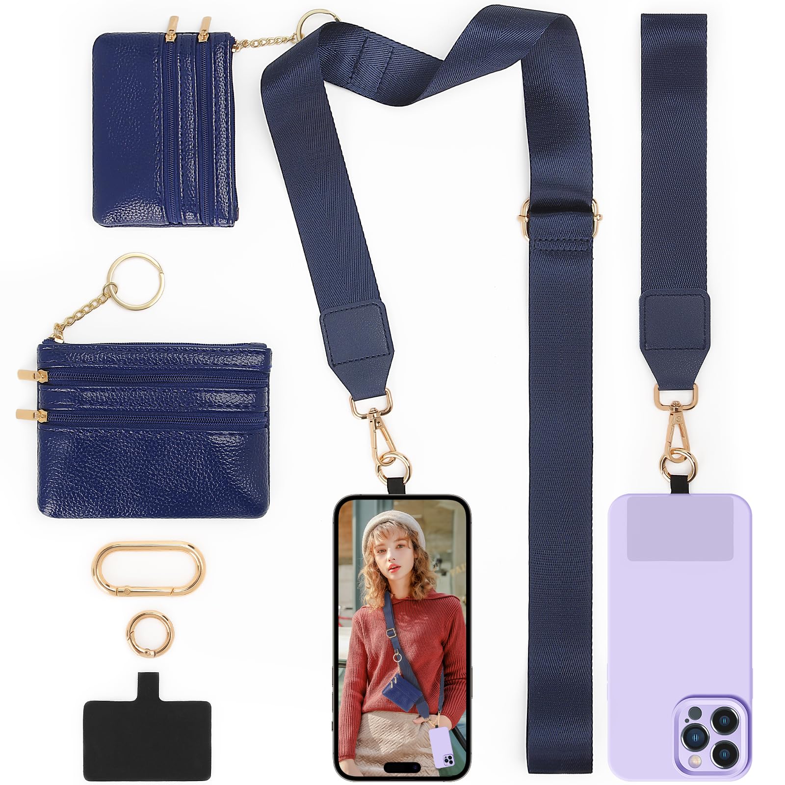 Amazon.com: LOUXIFENG Clip and Go Strap for Phone with Wallet Crossbody ...