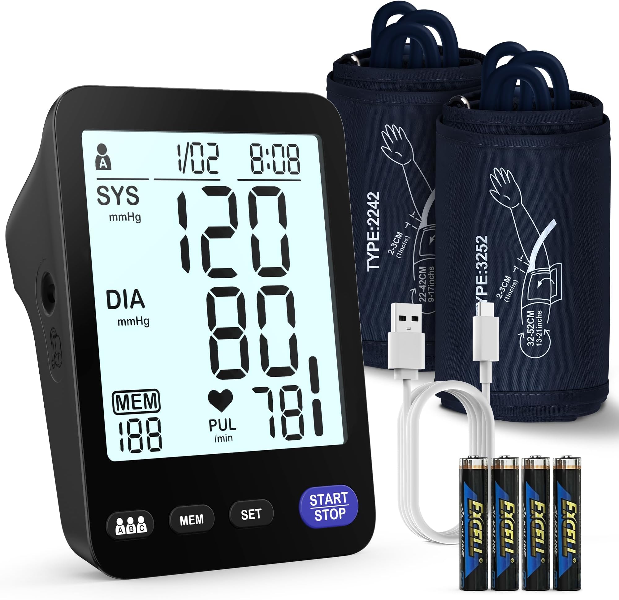 Amazon.com: Blood Pressure Machine for Home Use, 9"-17" & 13"-21", 2 ...