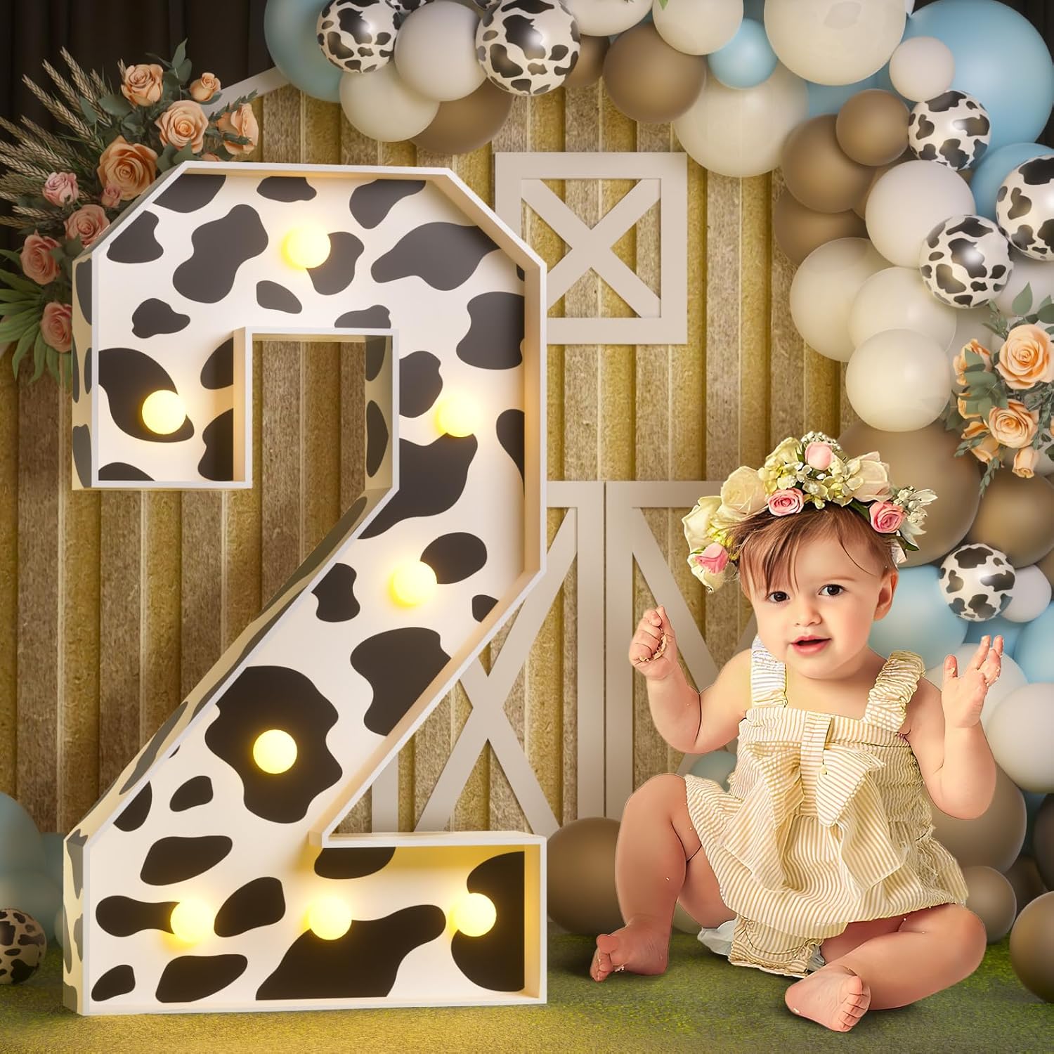 Amazon.com: Marquee Numbers Cow Birthday Decorations: 3ft Large Party ...