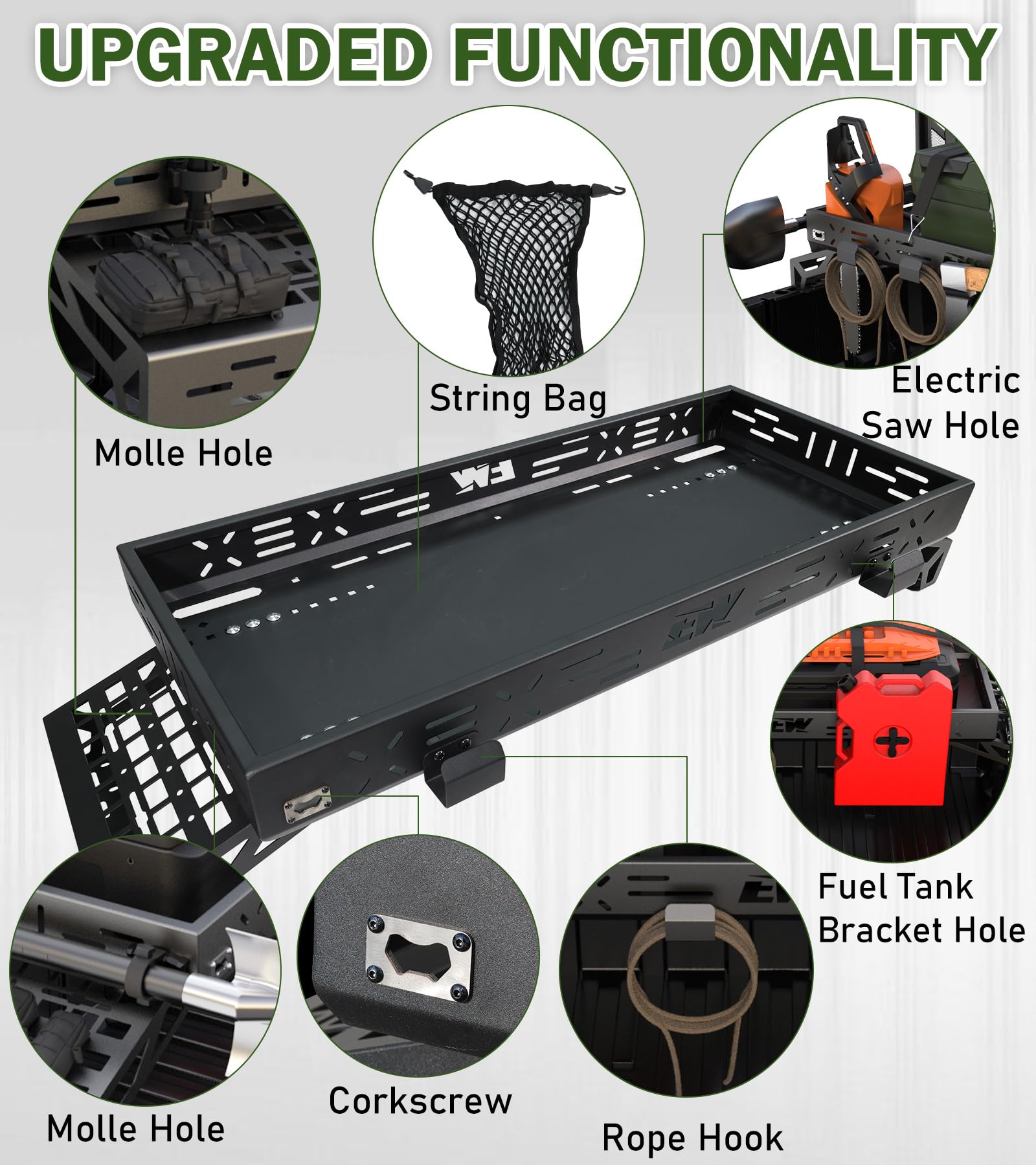 Snapklik.com : Universal UTV Overbed Cargo Rack Adjustable Rear Storage ...