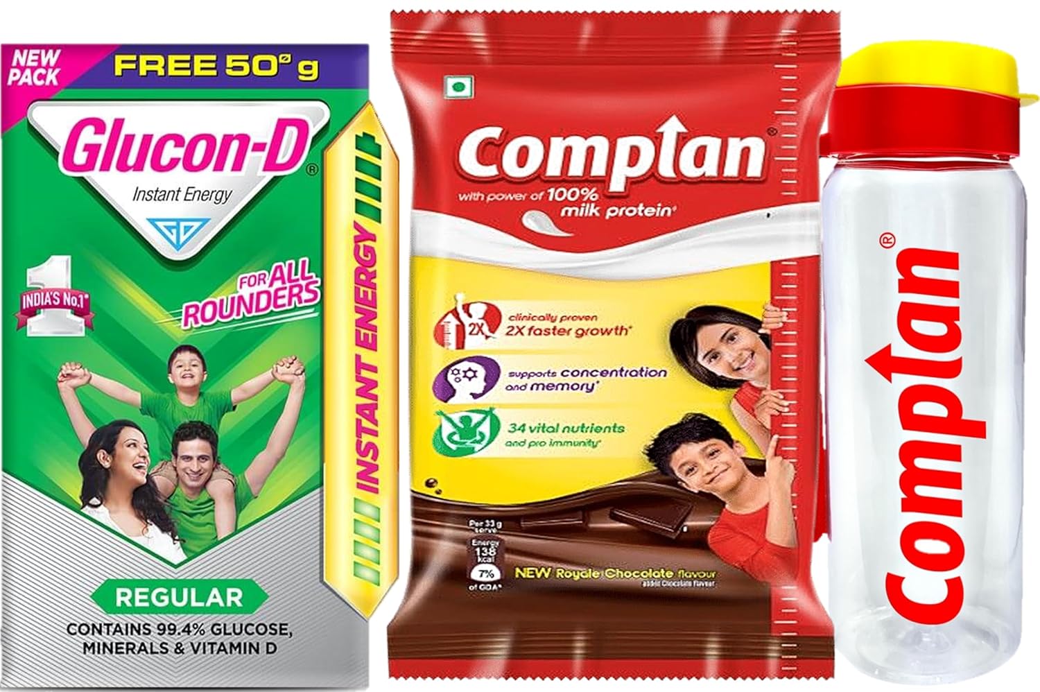 Glucon-D Instant Energy Regular Glucose Powder 500g + Complan New ...