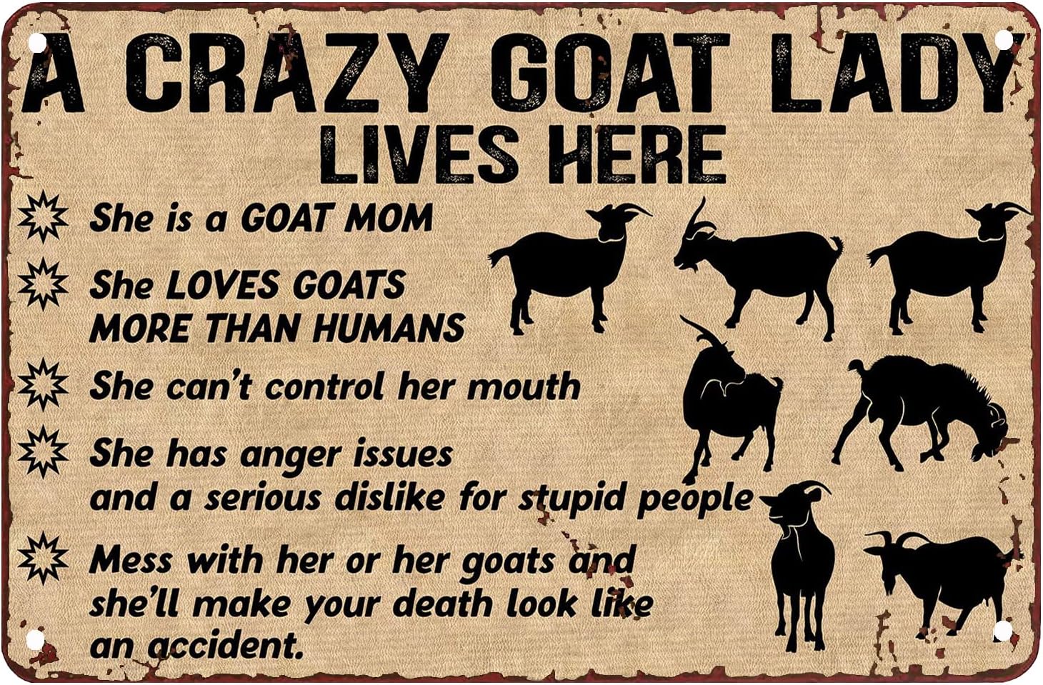 Amazon.com: Metal Wall Decor - 'A Crazy Goat Lady Lives Here' Halloween ...