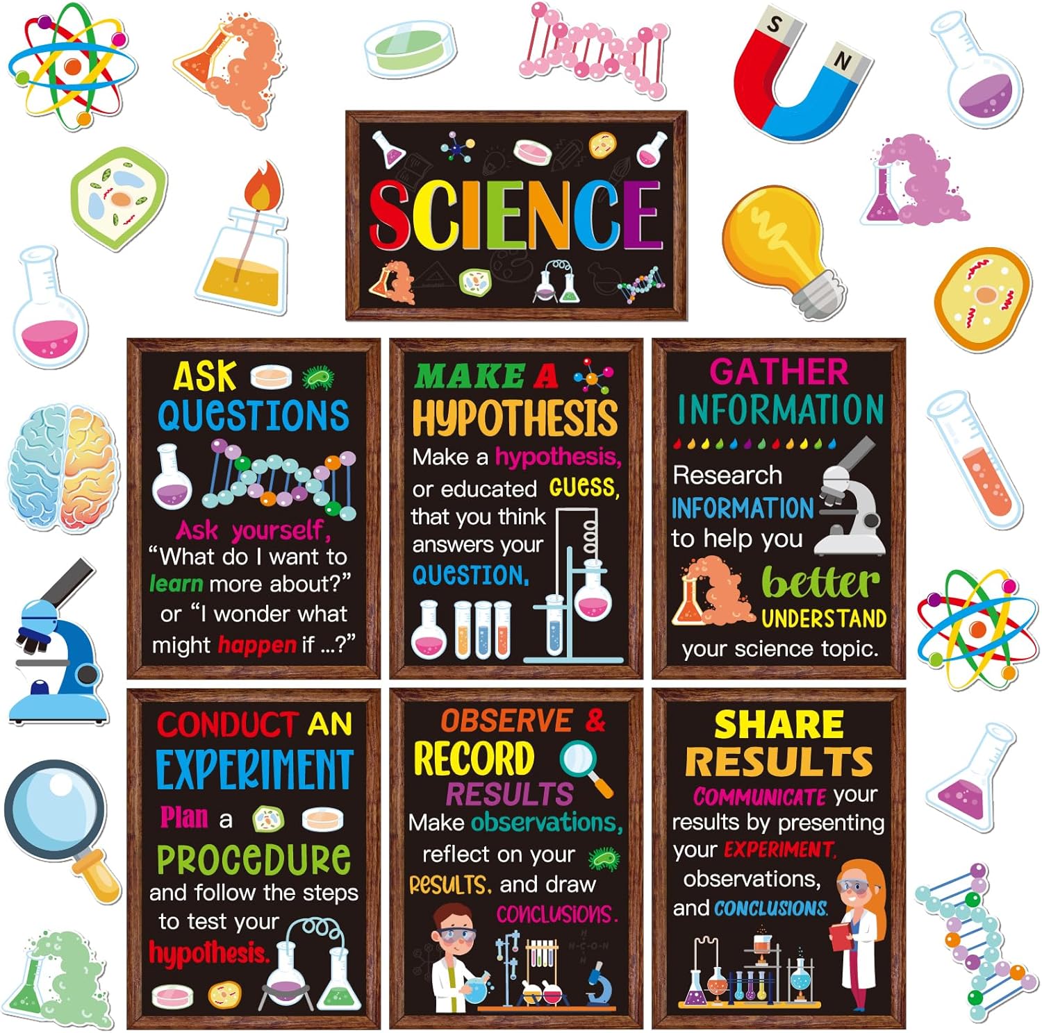 Amazon.com: 39 Pieces Science Bulletin Board Set Science Classroom ...