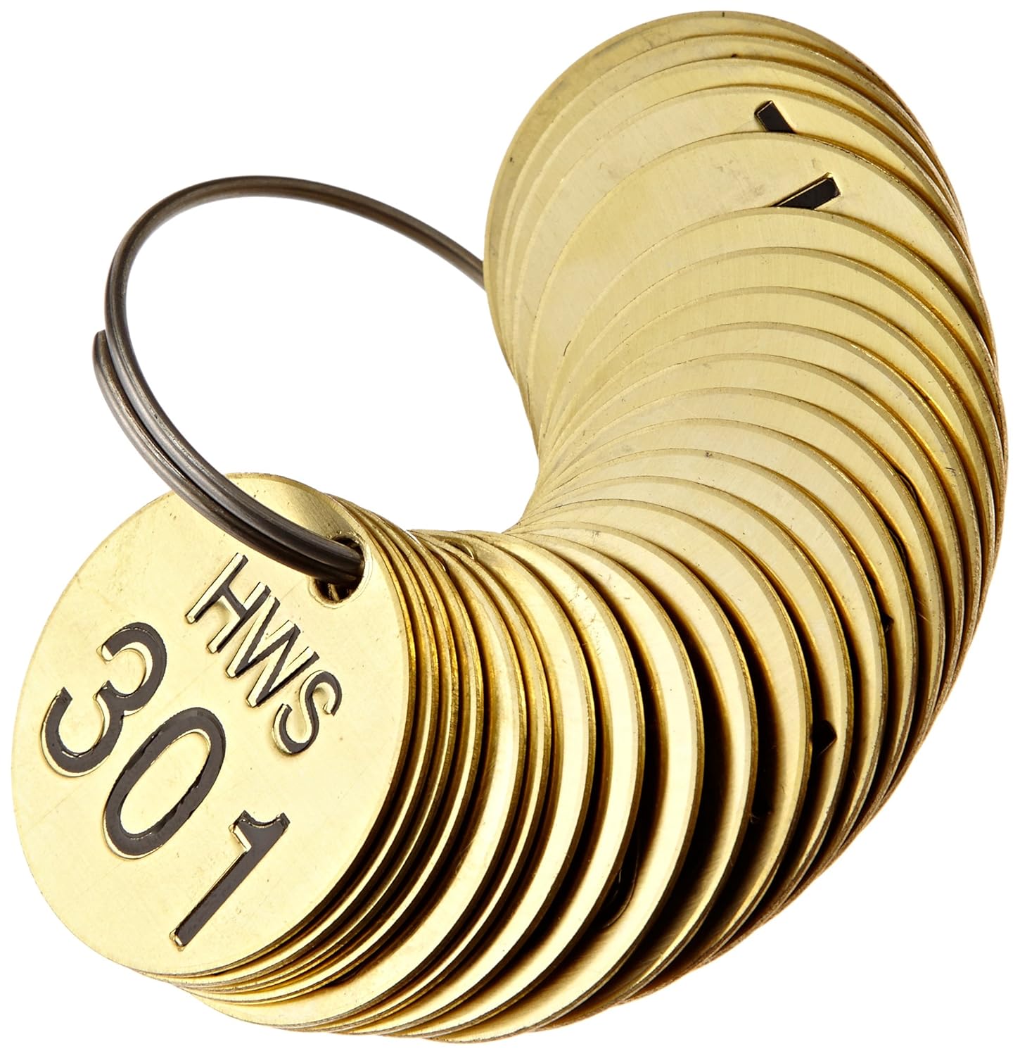 Brady 235681 1/2" Diameter Stamped Brass Valve Tags, Numbers 301-325 ...