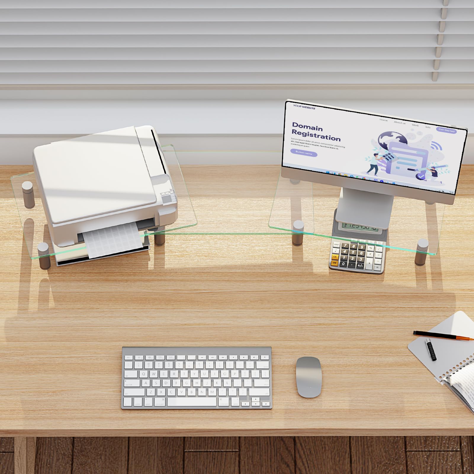 Snapklik.com : Dual Glass Monitor Stand Riser, 3-Shelf Tempered Glass ...