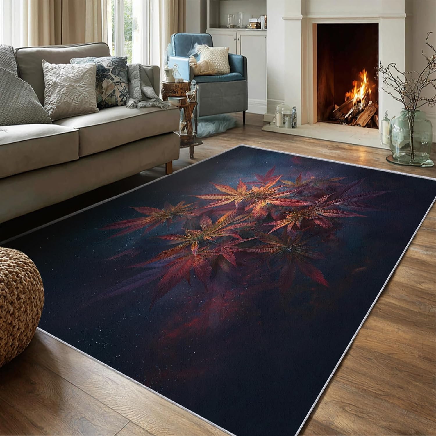 Amazon.com: Marijuana Rug 2x3 Rugs Cannabis Leaves Orange Area Rug ...