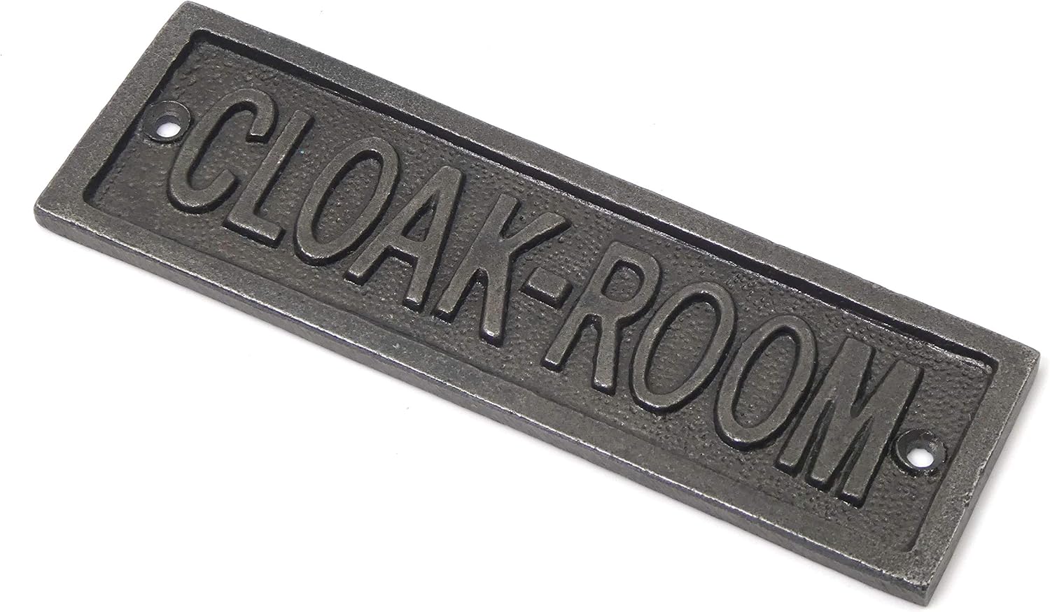 Cast Iron CLOAK ROOM sign – 150mm x 45mm c/w fixing screws. – BigaMart