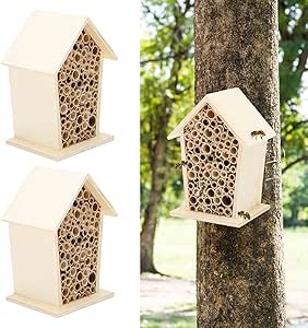 Amazon.com : Sluffs Bee House for Pollinating Bees,2 Pcs Wooden Beehive ...