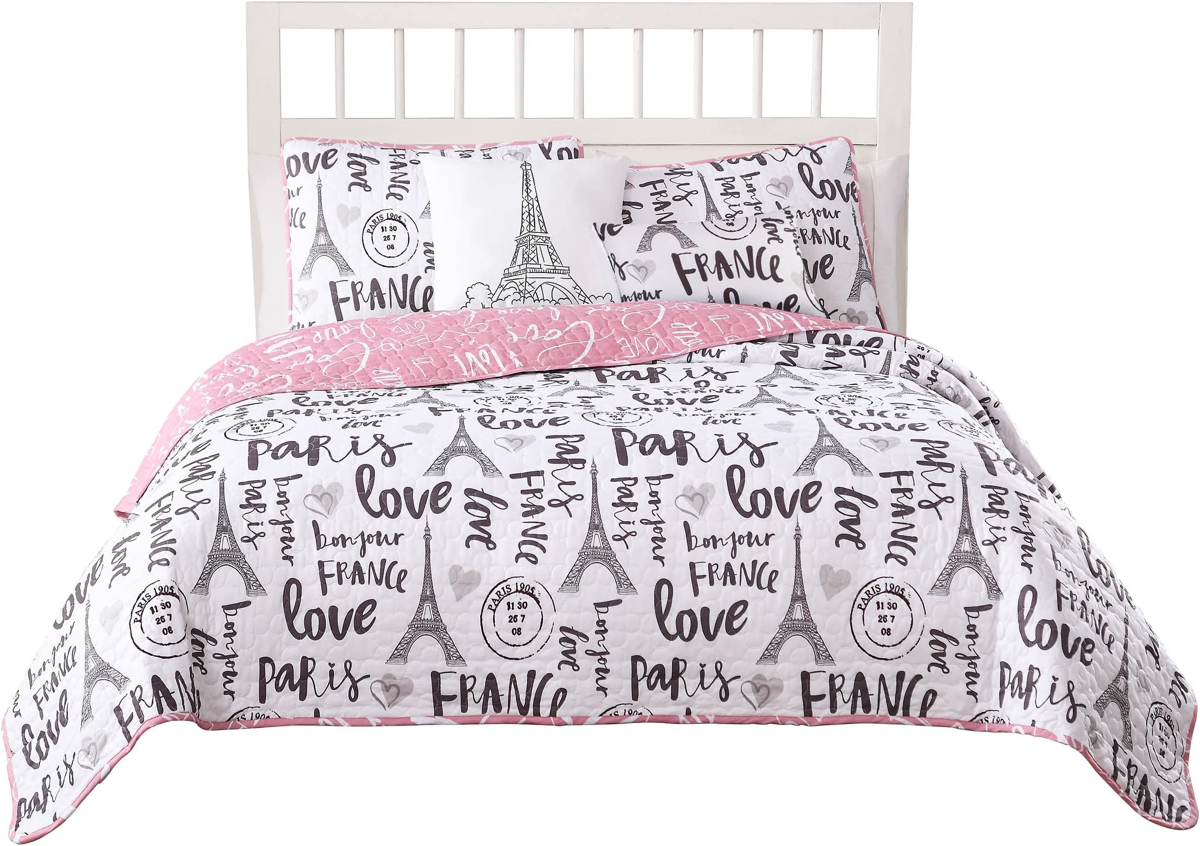 Amazon.com: Better Home Style White Black Pink Paris Eiffel Tower ...