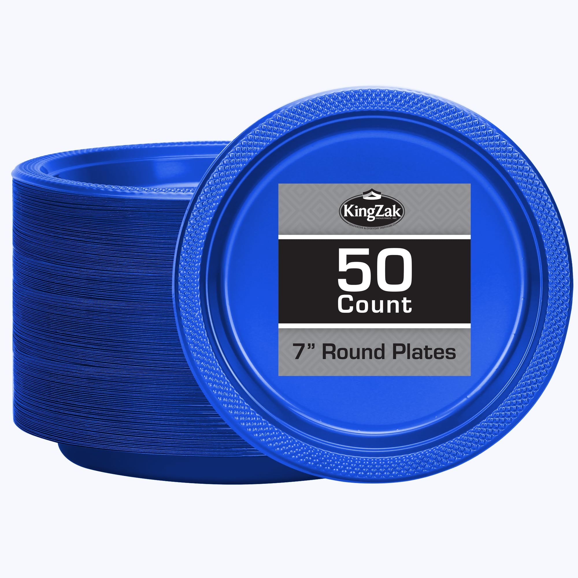 Amazon.com: Hanna K. Signature Collection Blue Plastic Plates 7 Inch ...