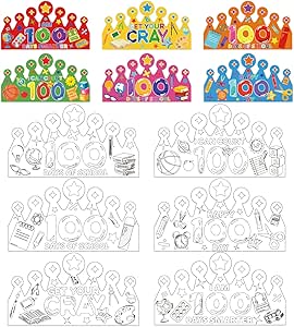Amazon.com: Kepeel 36 Pieces 100 days of school Coloring Crowns Craft ...