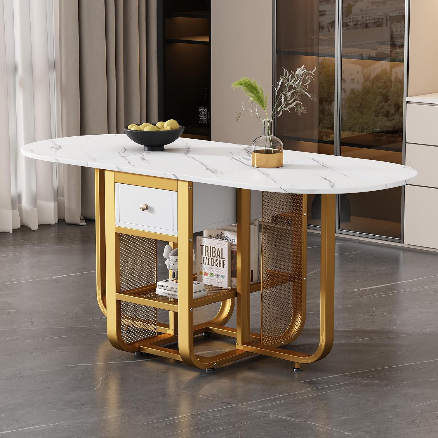 I0I&I0I Multifunctional Folding Dining Table - Expandable Table with ...