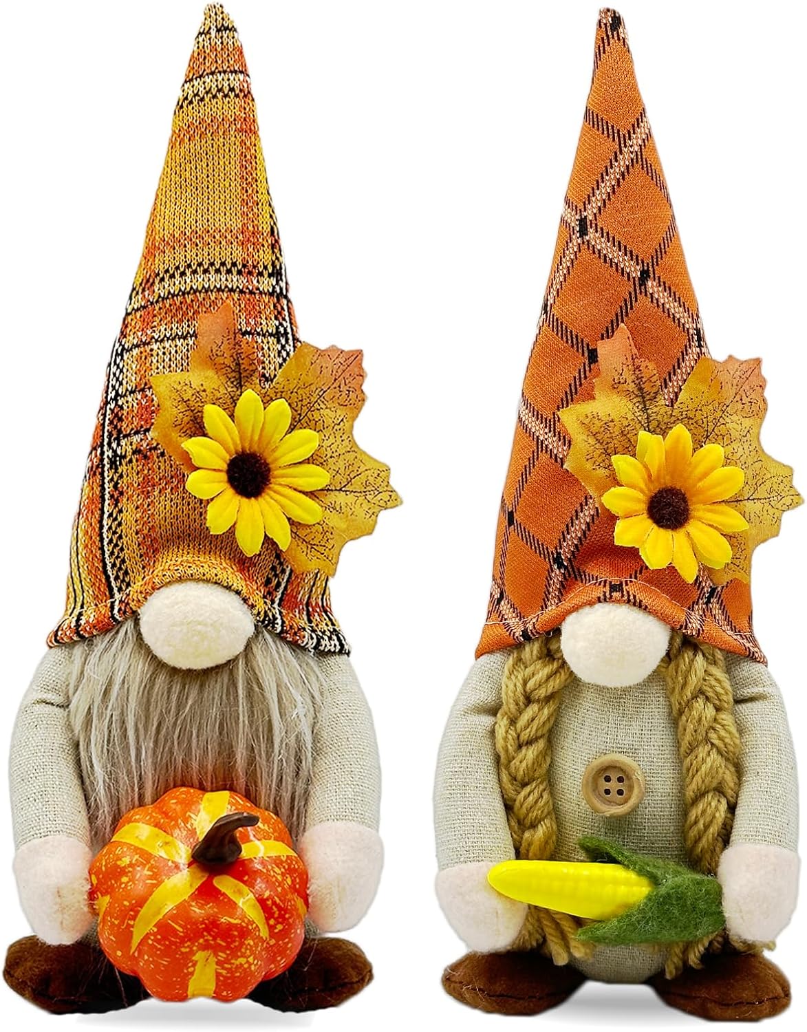 Amazon.com: LeafWhis 2pcs Thanksgiving Gnomes Handmade Swedish Tomte ...