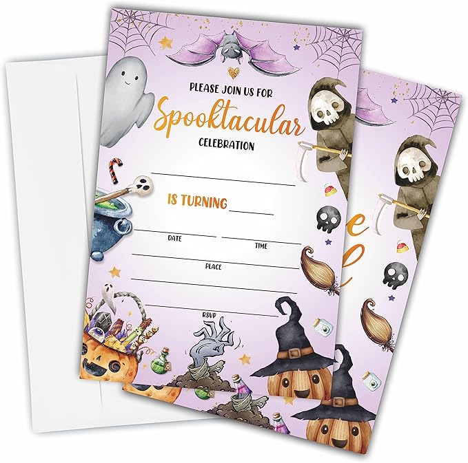 Amazon.com : Spootacular Birthday Invitation, Spooky Fill-In Invitation ...