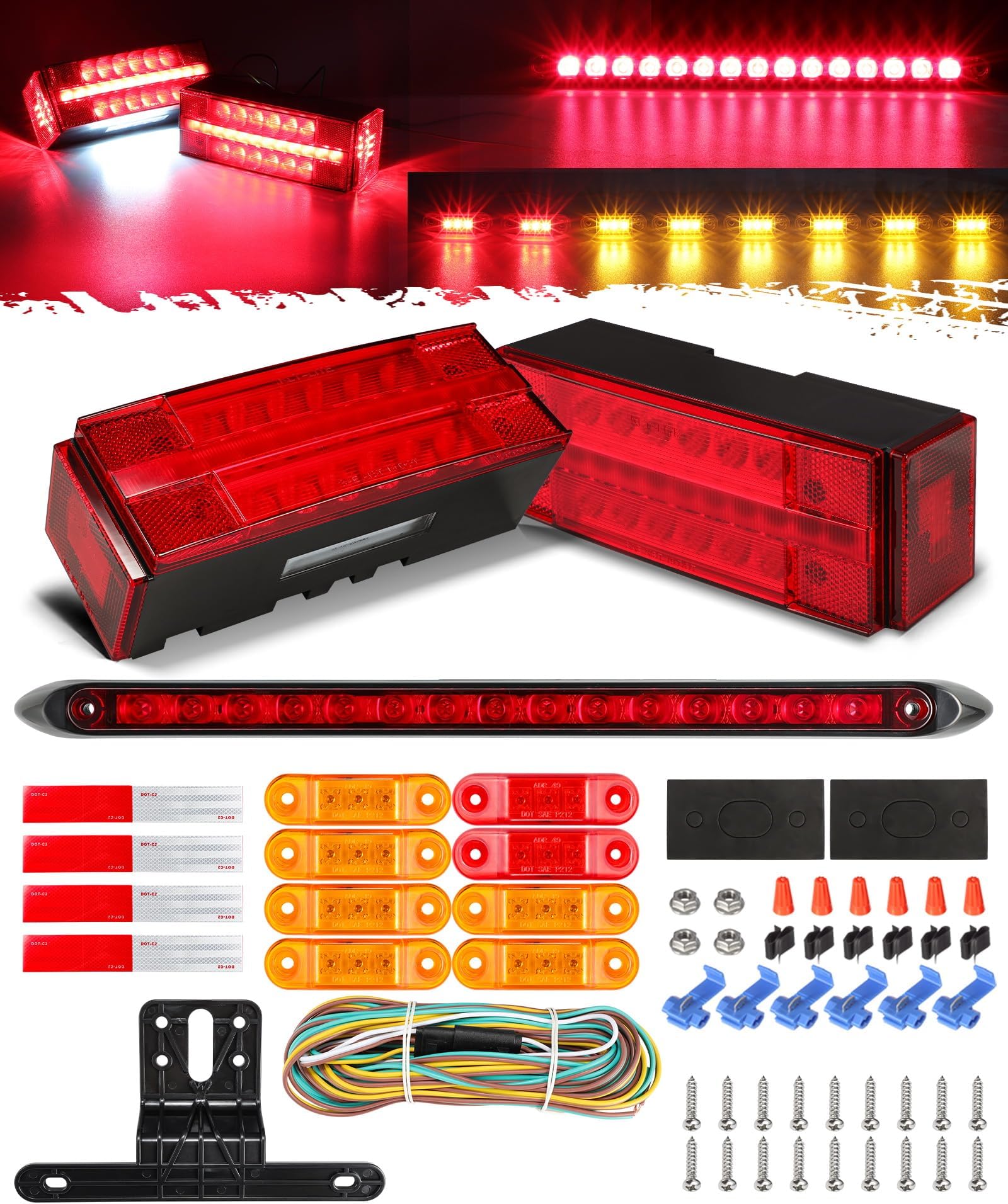 Amazon.com: WoneNice LED Low Profile Submersible Trailer Tail Light Kit ...