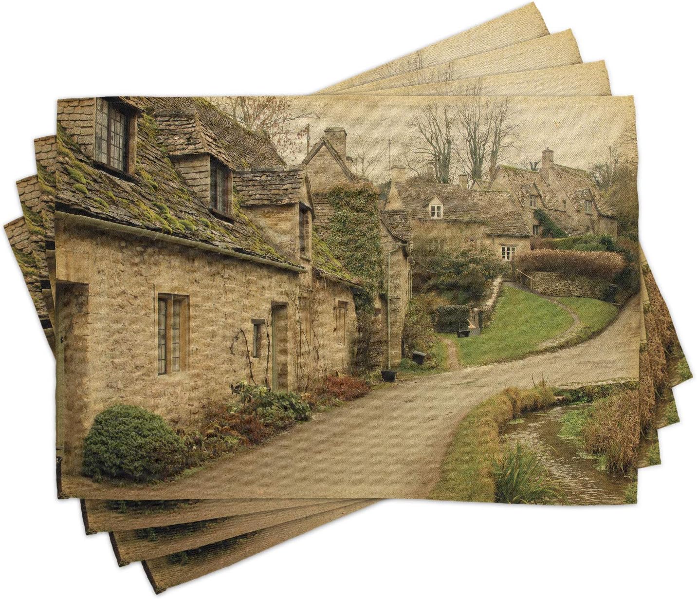 Amazon.com: Ambesonne European Place Mats Set of 4, British Town with ...