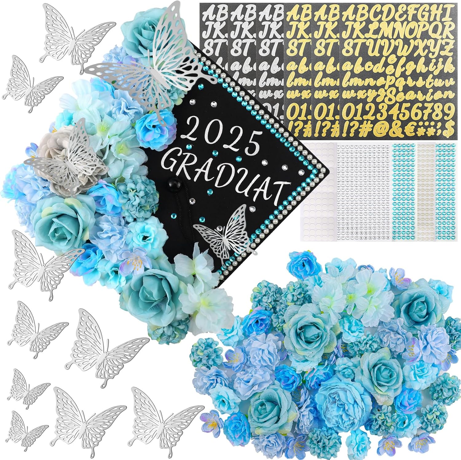 Amazon.com: ywevyezc 58Pcs Graduation Cap Decorations Grad Cap Topper ...