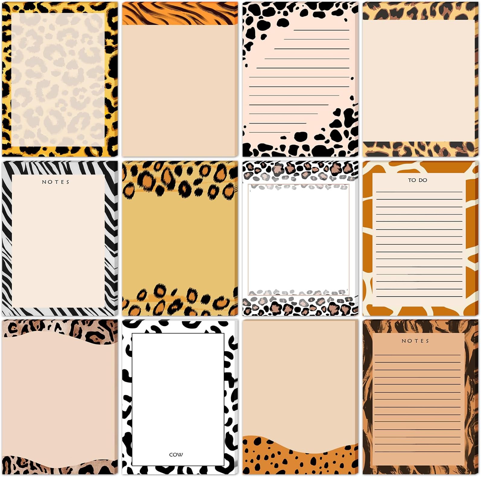 Amazon.com : Gilprop 12 Pcs Modern Animal Print Sticky Notes 4" x 6 ...