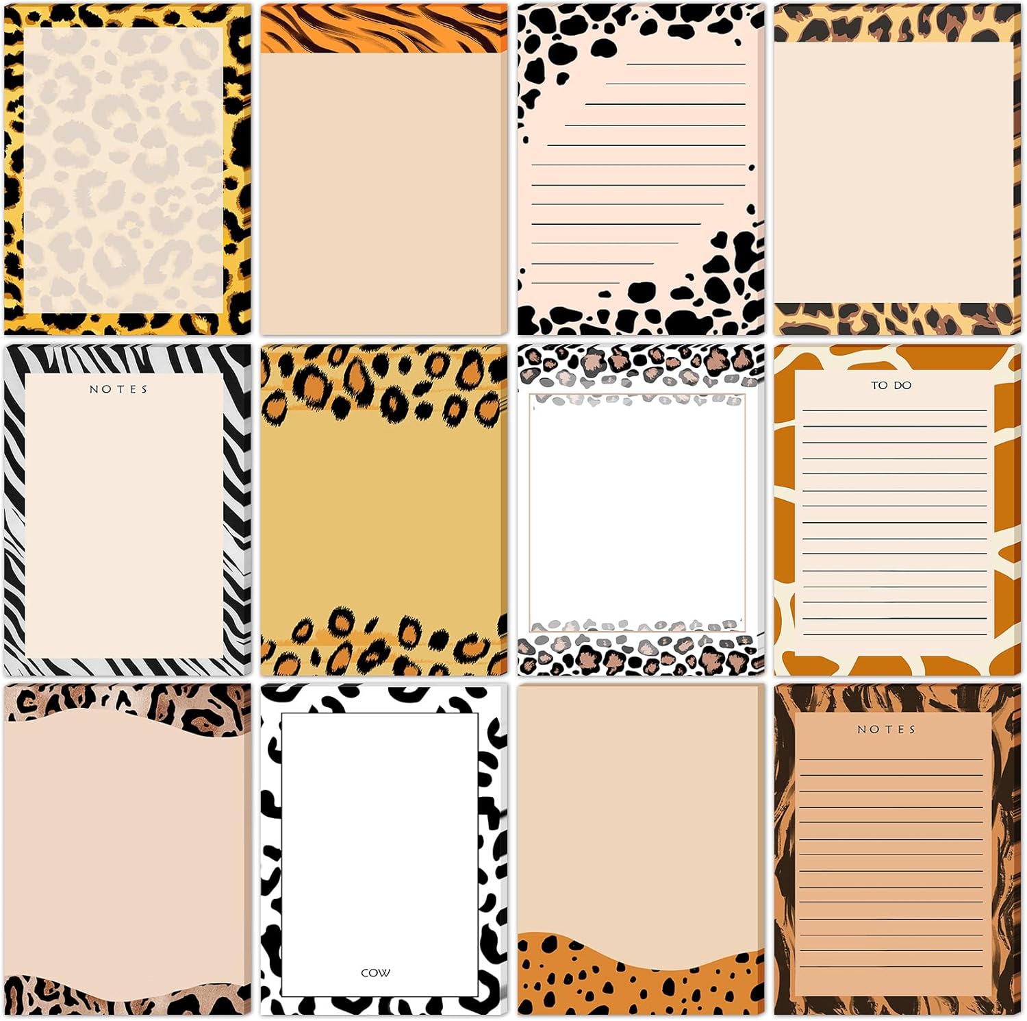 Amazon.com : Gilprop 12 Pcs Modern Animal Print Sticky Notes 4" x 6 ...