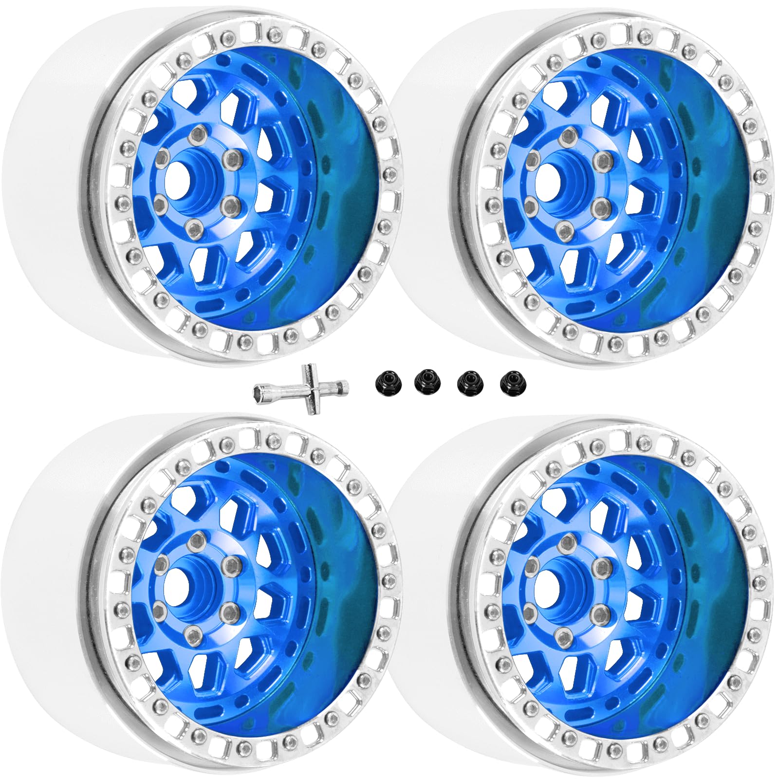 Amazon.com: RcarmubWow RC Alloy 2.2 Beadlock Wheels for 1/10 Axia1 ...