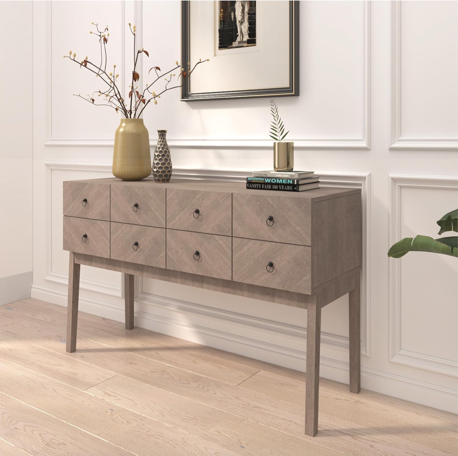 Amazon.com: roomfitters 47” Modern Console Table with 4 Doors, Diamond ...