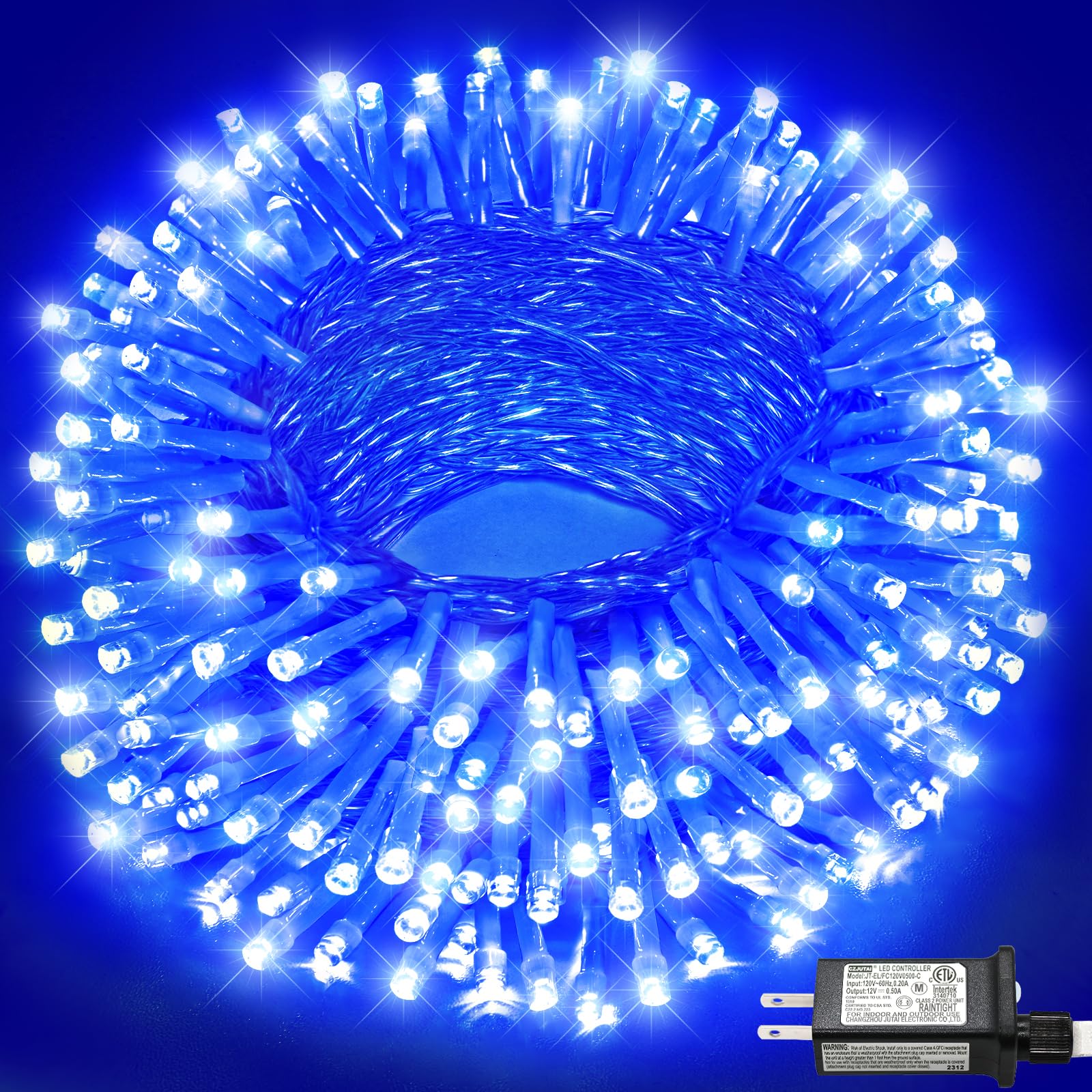 66ft 200 LED Blue Christmas Lights Outdoor, Twinkle Fairy String Lights ...