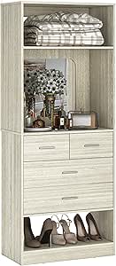 Amazon.com: Unikito 2FT Closet System with 4 Drawers, 25 Inch Wood ...