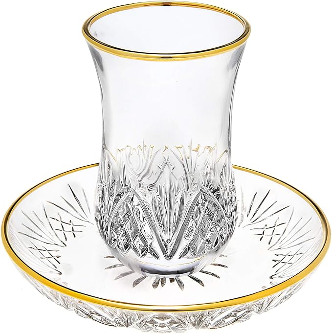 Amazon.com | Godinger Dublin Crystal Kiddush Cup and Saucer with Gold ...