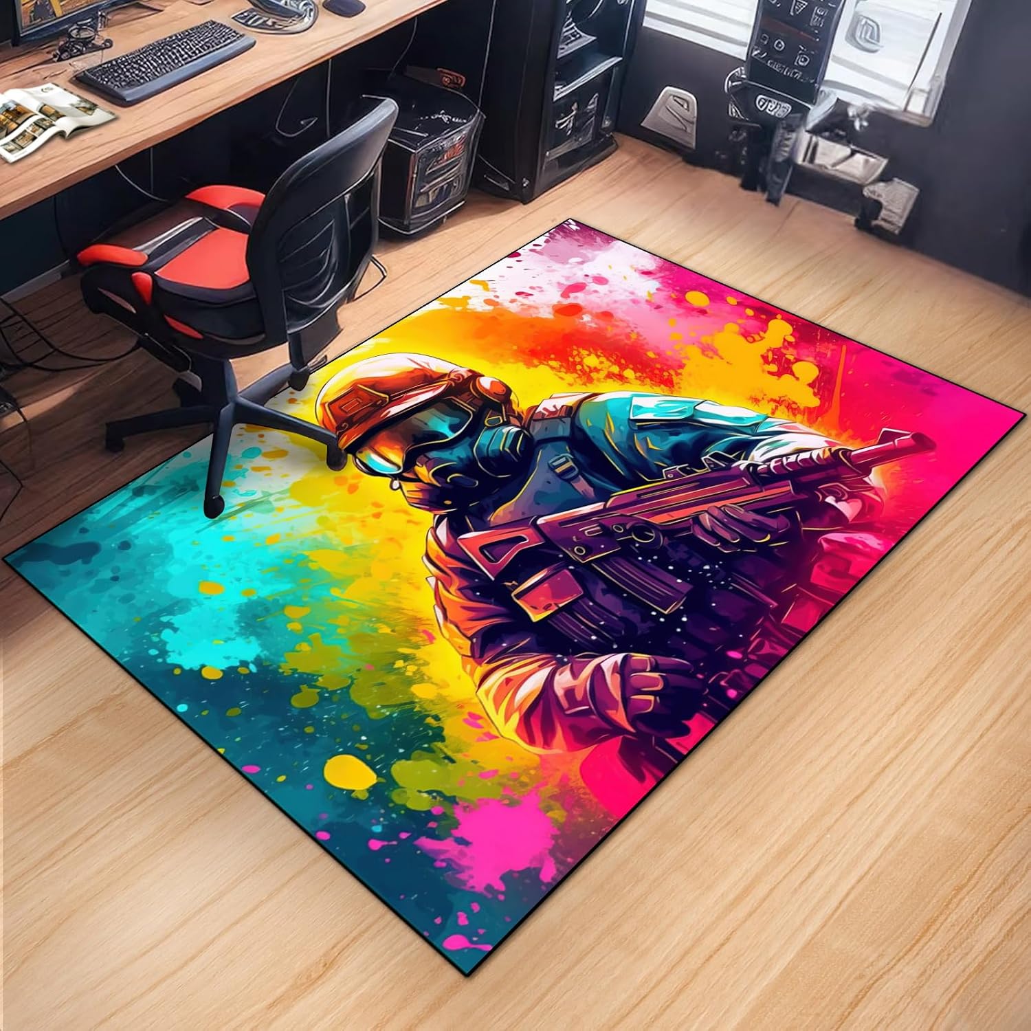 Amazon.com: Shooting Gaming Area Rug Teen Boys Carpet, Battle Game Rug ...