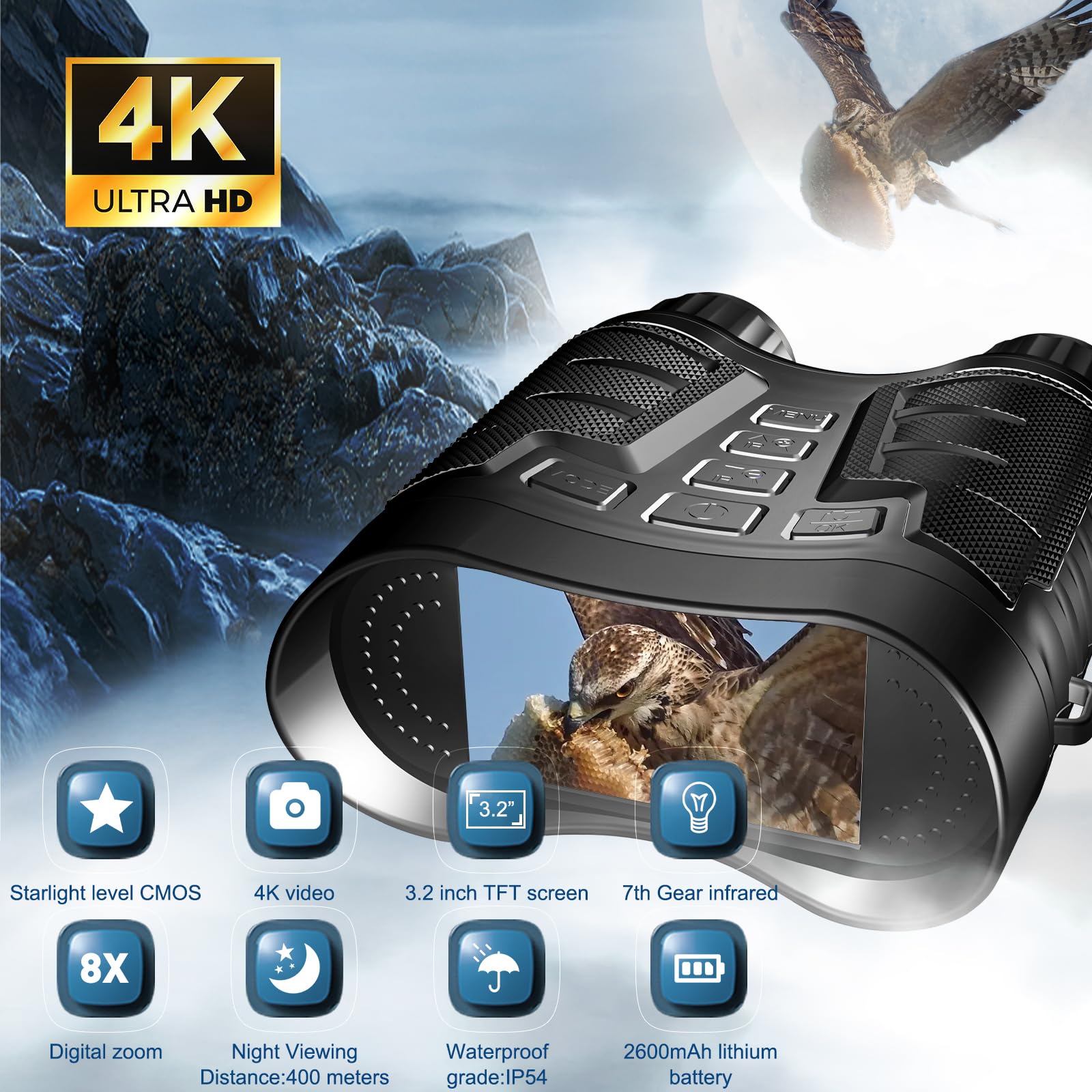 Snapklik.com : Full Color Night Vision Binoculars, 4K Starlight ...