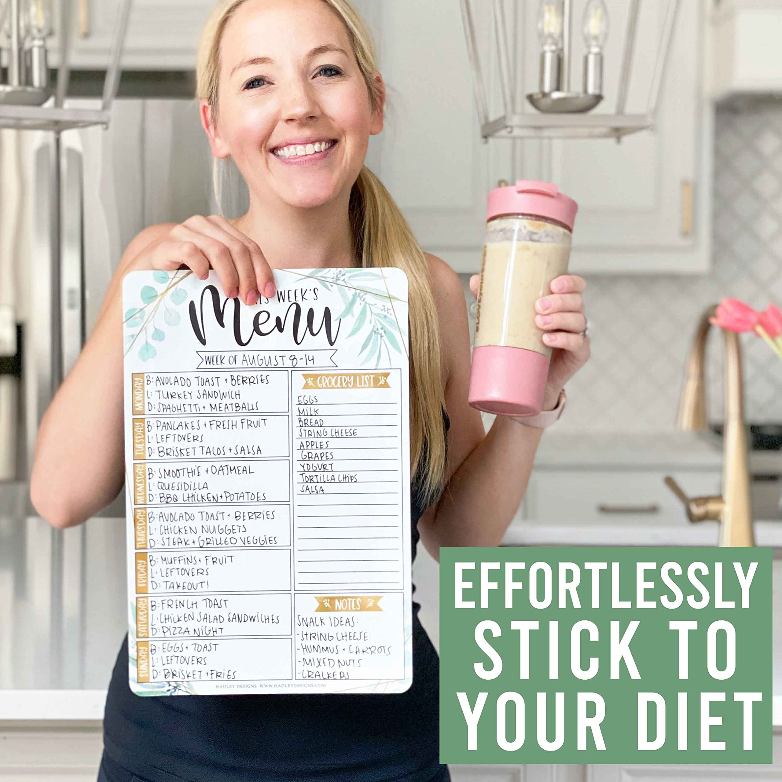 Magnetic Meal Planner for Refrigerator - Greenery Magnetic Weekly Menu ...