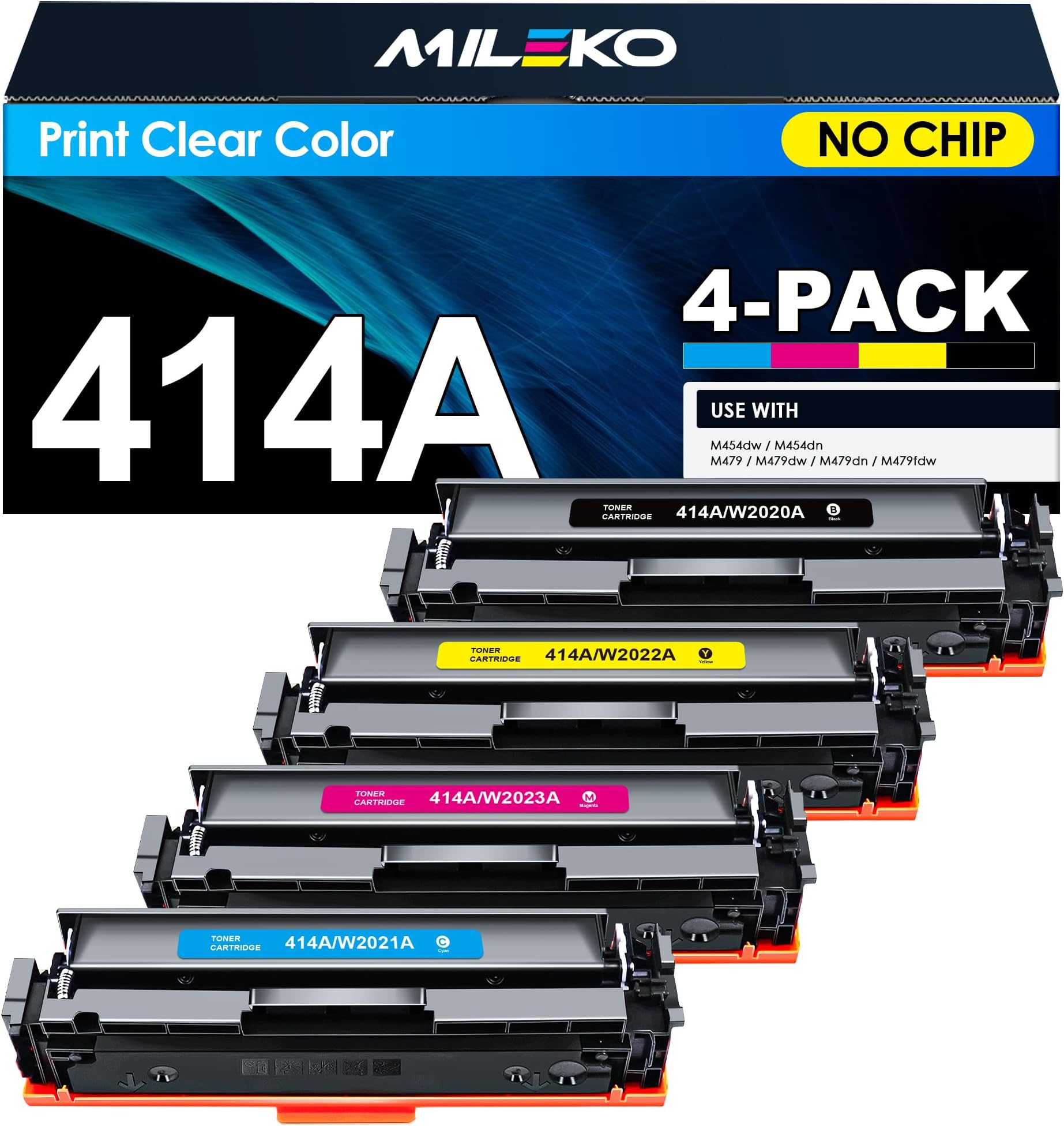 Amazon.com: 414A Toner Cartridge 4 Pack (NO CHIP) Compatible ...