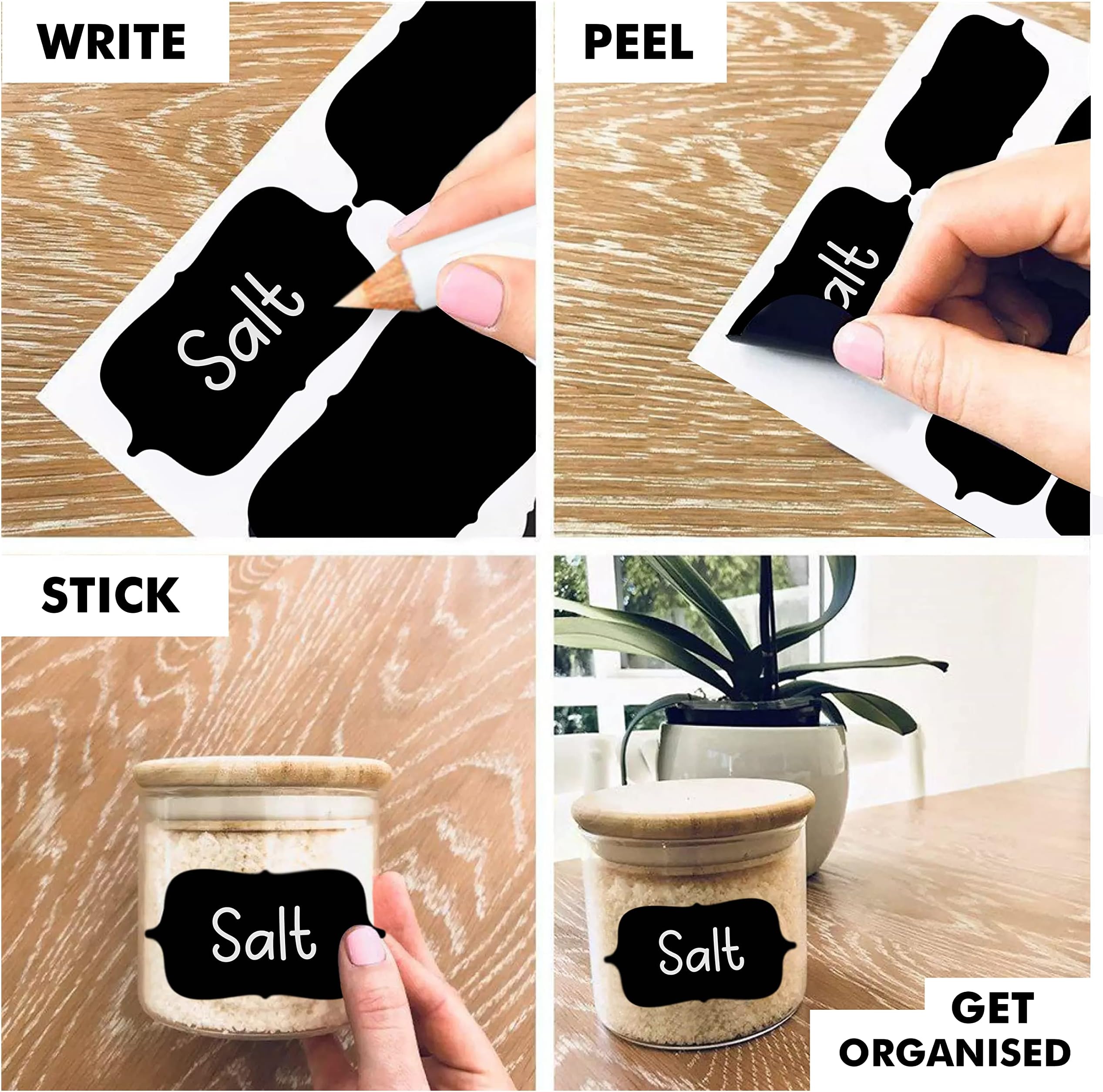 CLICKEDIN 84 Pc Black Vinyl Stickers for Mason Jars Glass Bottles ...