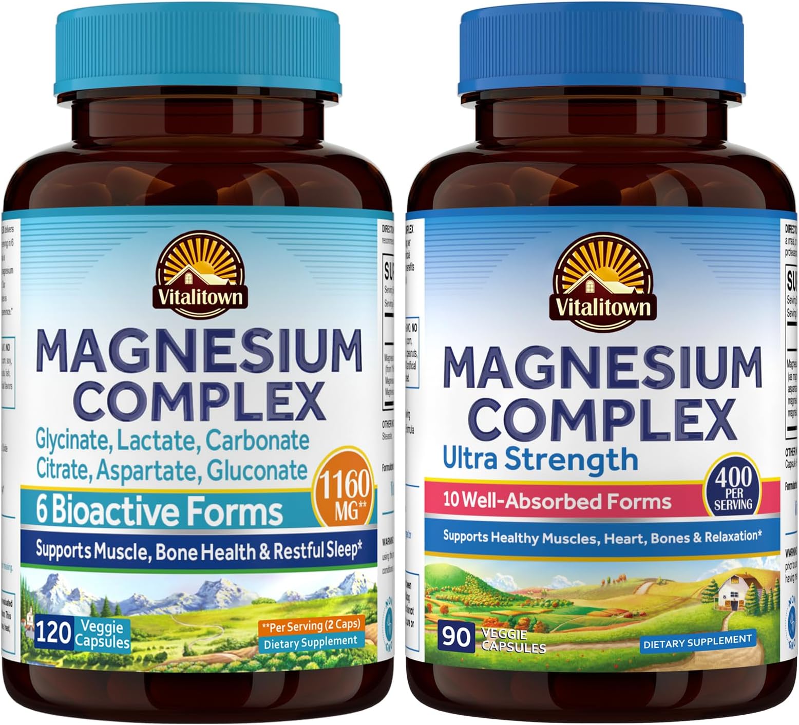 Amazon.com: Vitalitown Magnesium Bundle (Pack of 2) | 6-in-1 & 10-in-1 ...