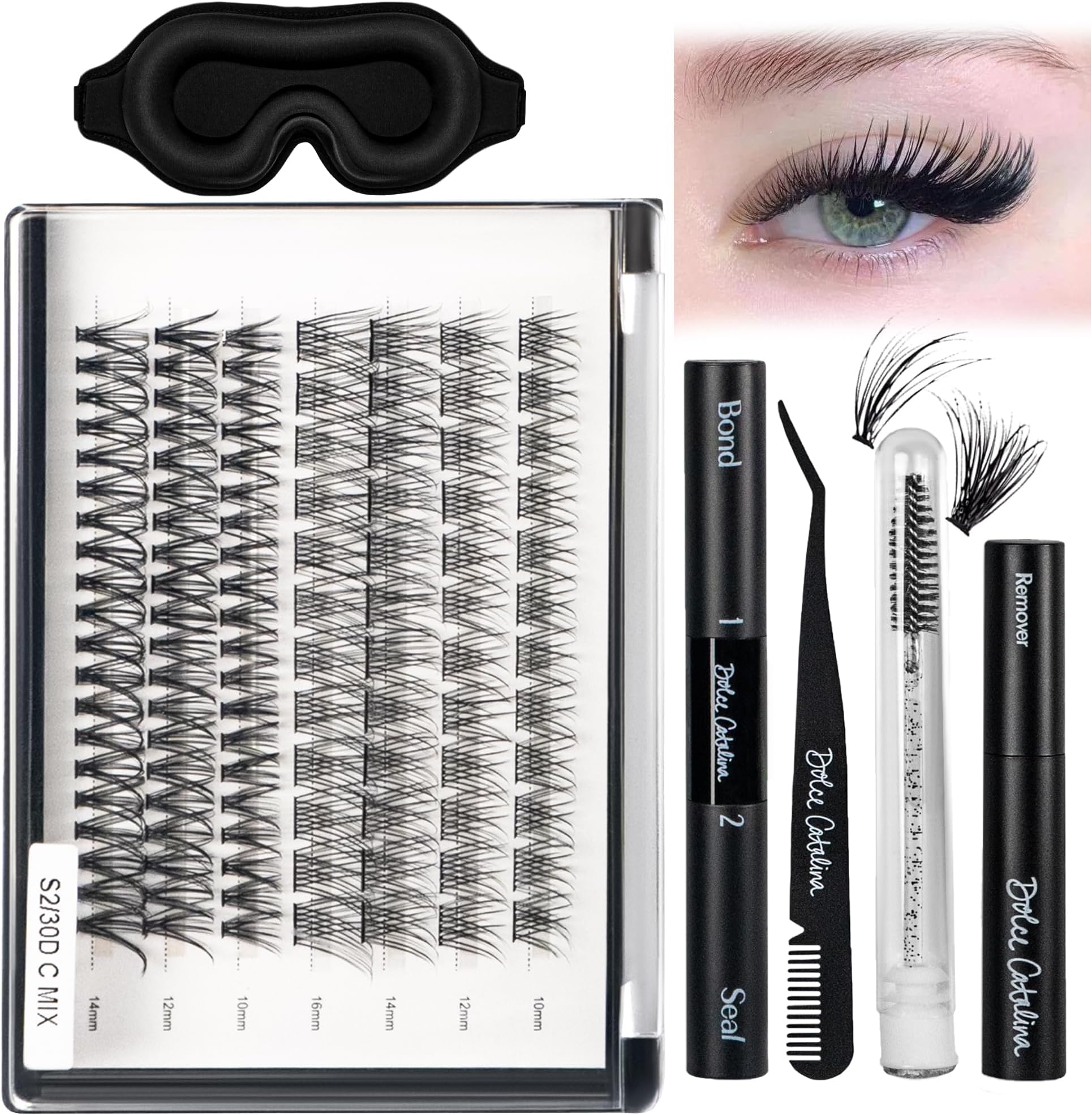 Amazon.com: Cluster Eyelash Lashes Extensions Kit with Protective Sleep ...