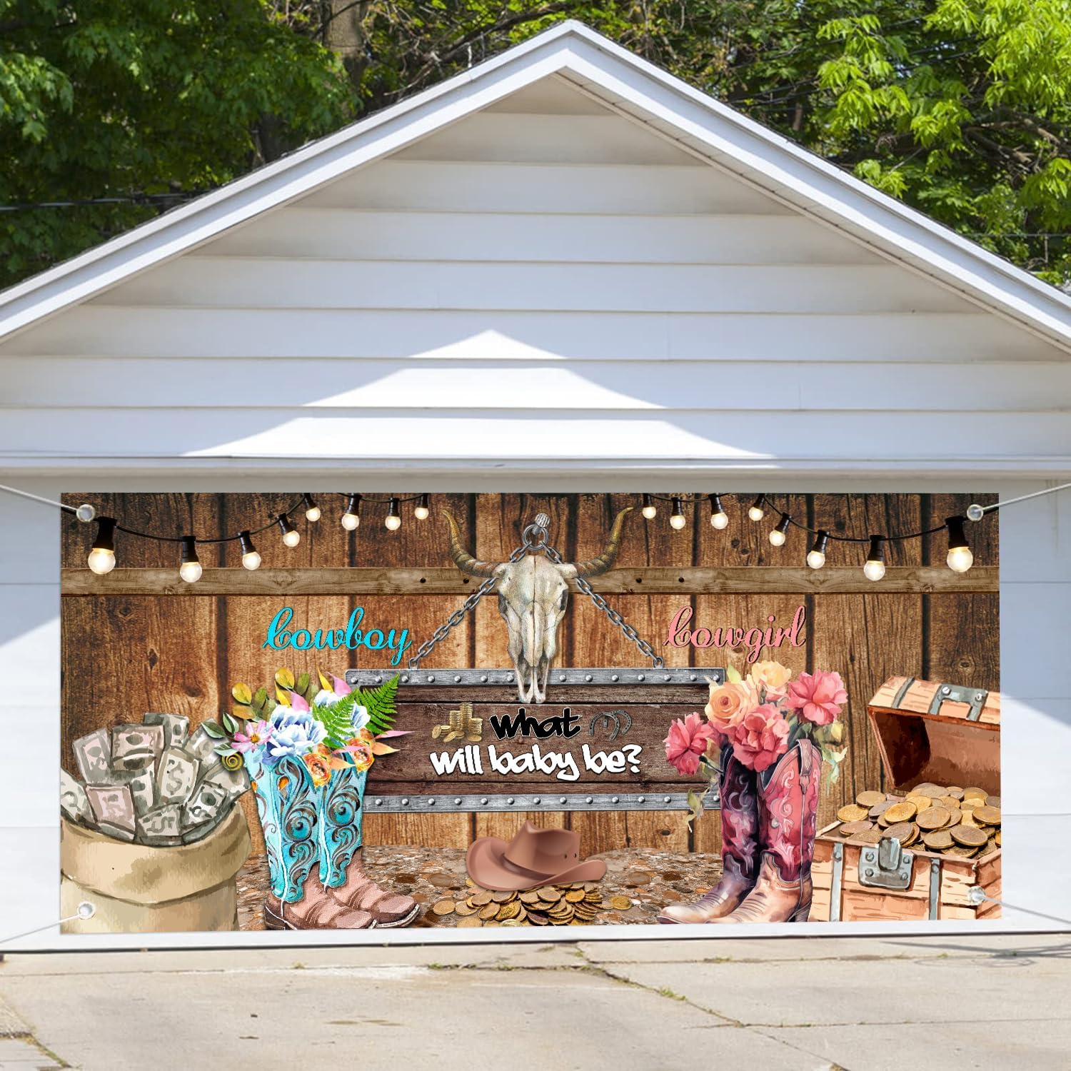 Amazon.com: Western Garage Door Cover Cowboy or Cowgirl Gender Reveal ...