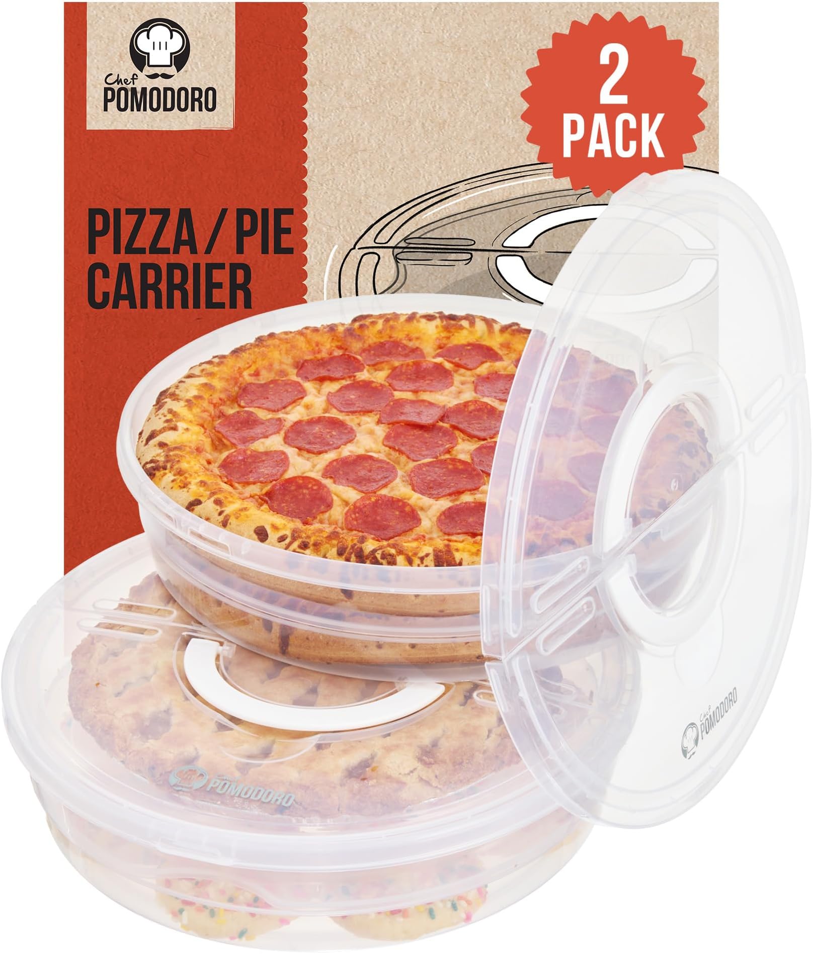 Amazon.com: ATRDTO 1Pc 12 Inch Pie Carrier with Lid and Handle Pizza ...