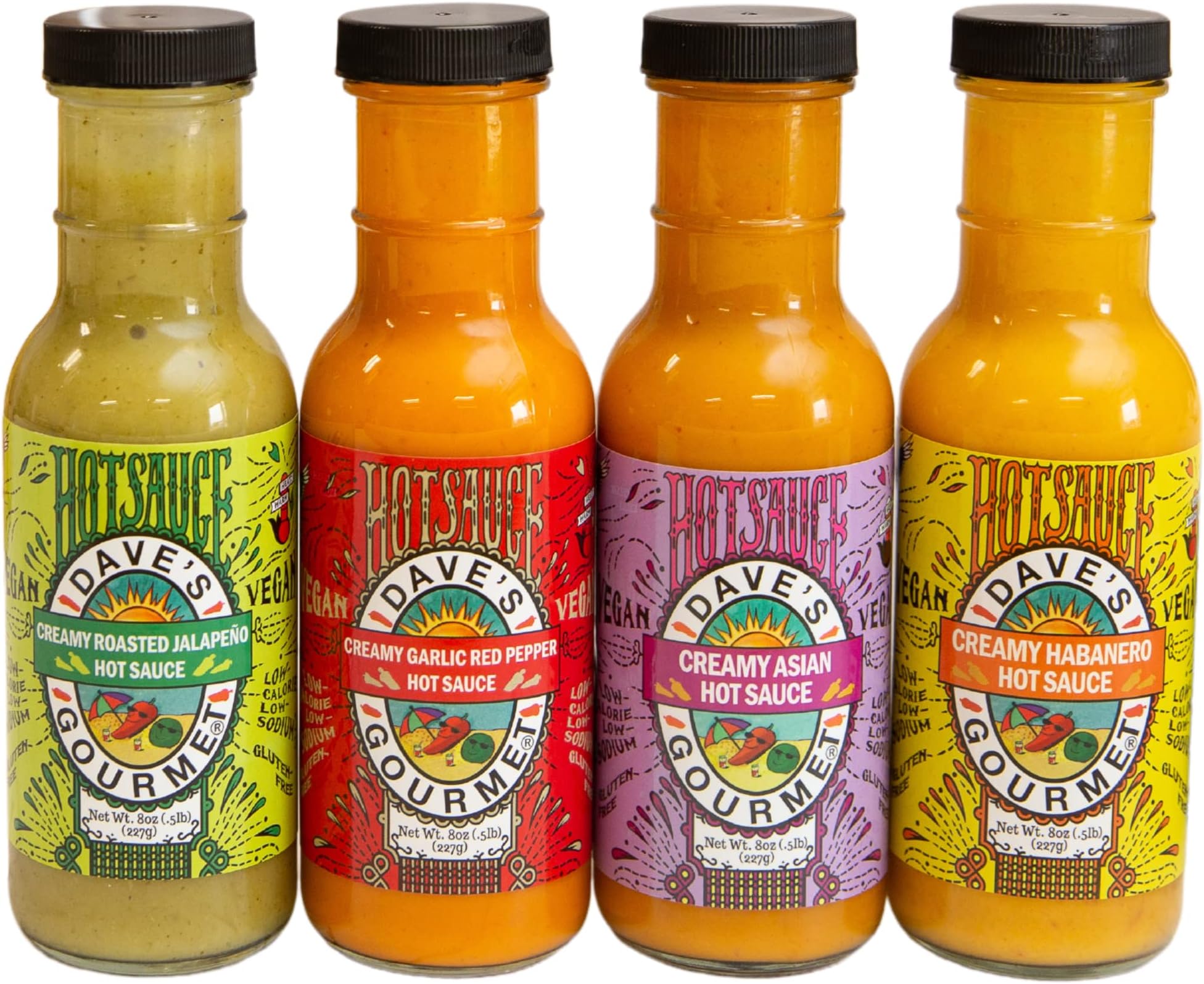 Amazon.com : Dave's Gourmet Creamy Hot Sauce Variety 4-Pack - Moderate Heat for Flavoring Your ...