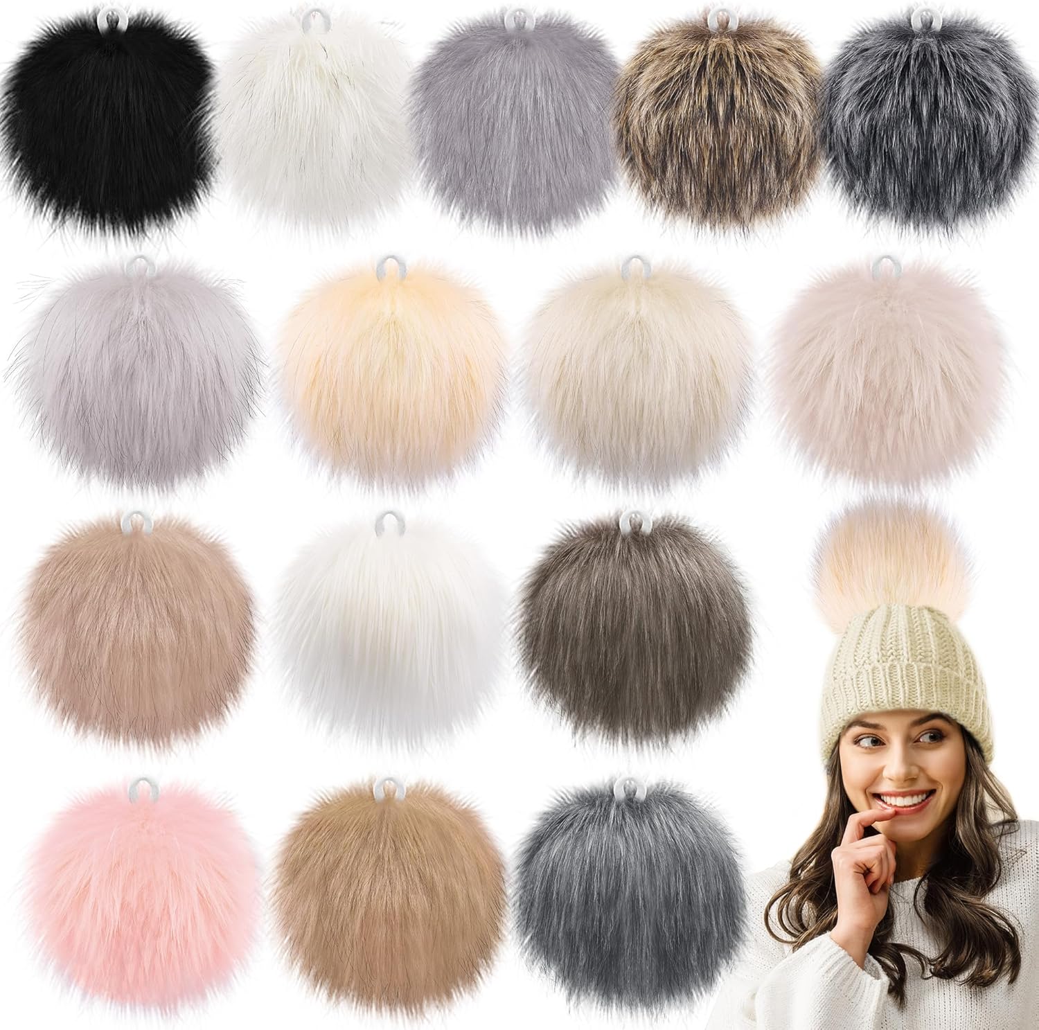 Amazon.com: SIQUK 15 Pieces Faux Fur Pom Pom Balls 6 Inch Large Fluffy ...