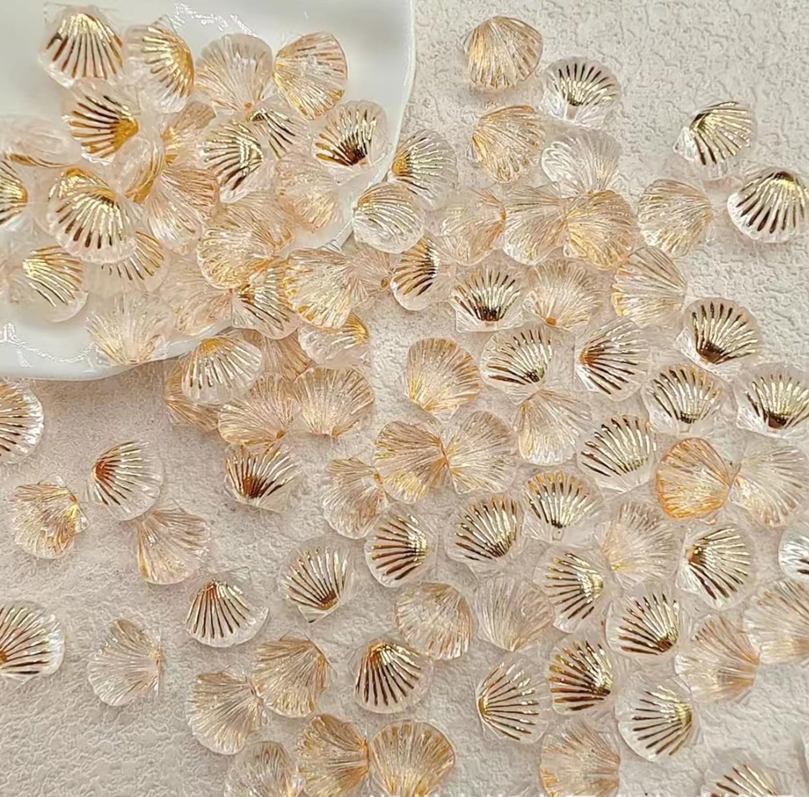 Amazon.com: 50PCS Gold Shell Beads for Jewelry Making,Cute Small Unique ...