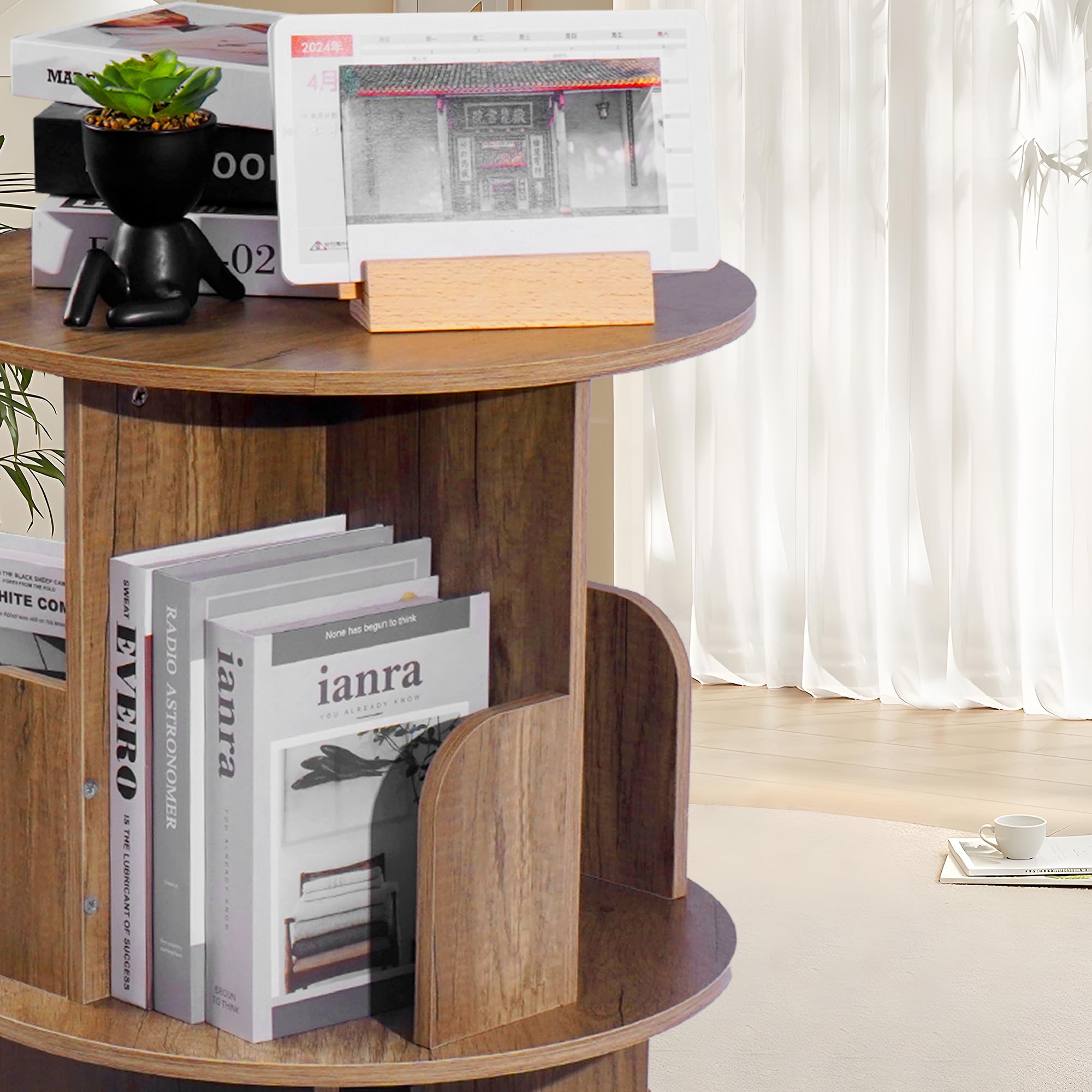 Snapklik.com : Rotating Bookshelf Tower 2 Tier, 360 Display Revolving ...