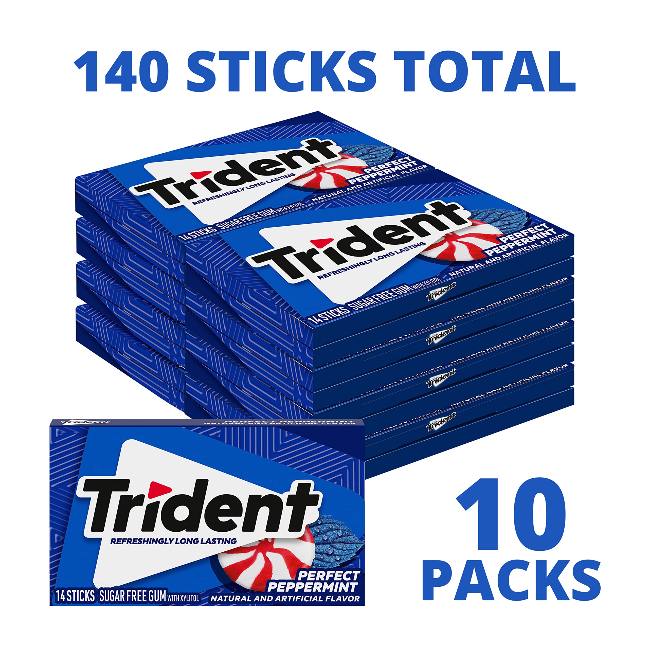 Snapklik.com : Trident Perfect Peppermint Sugar Free Gum, 10 Packs Of ...