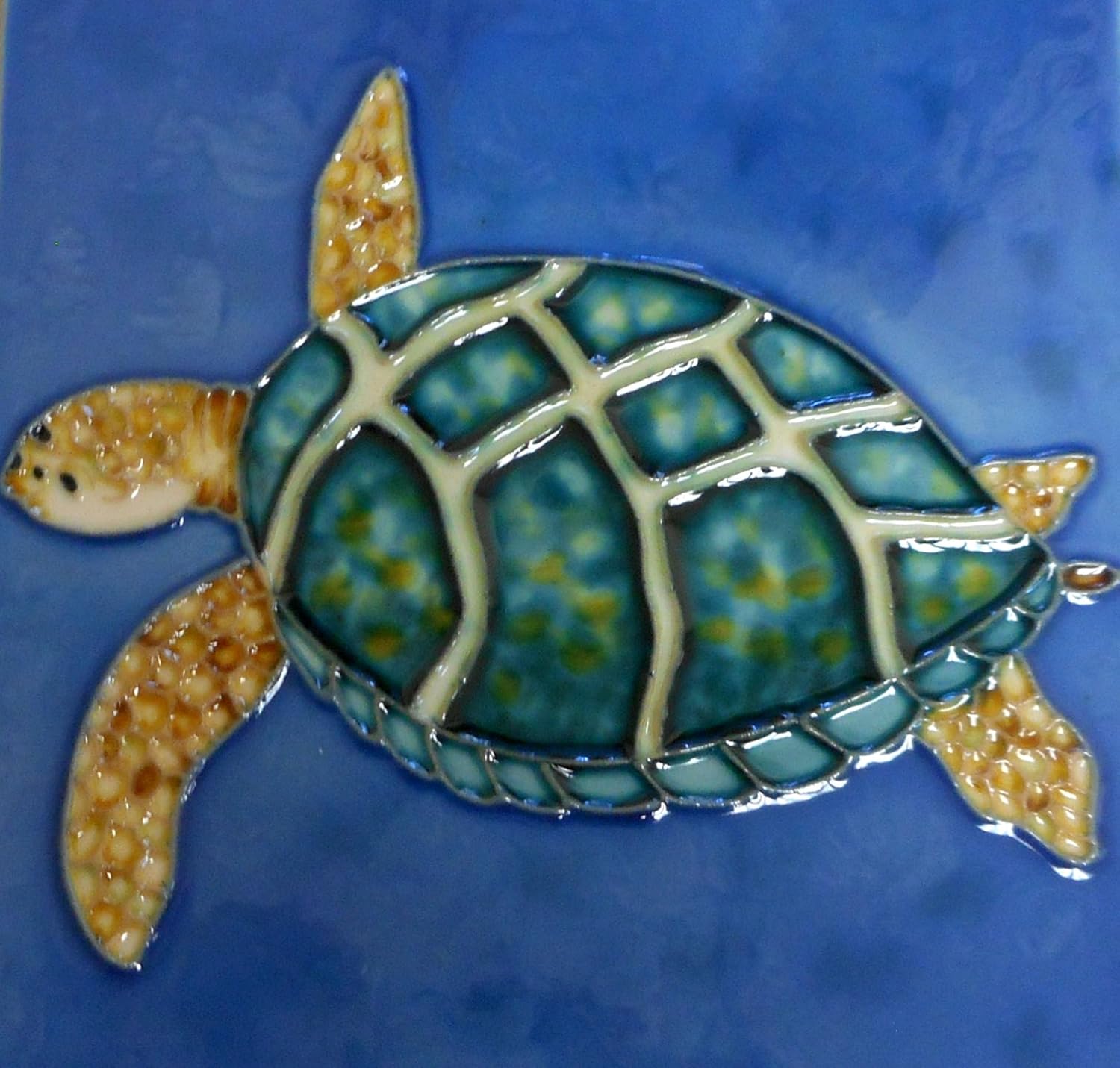 Amazon.com: Nautical Hand Painted Turtle Art Tile 8x8 inches with ...